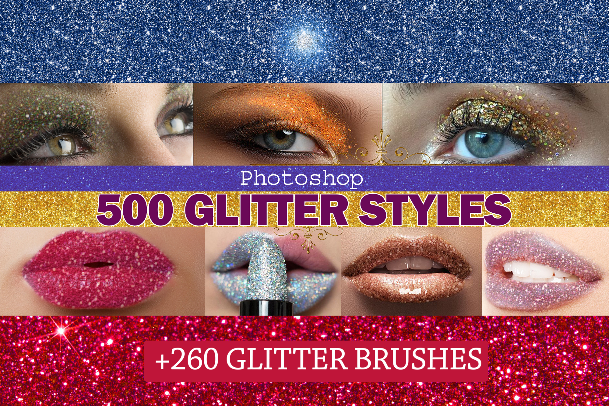 500 Glitter Styles Effect For Photoshop Shine Sparkle Shimmer FilterGrade