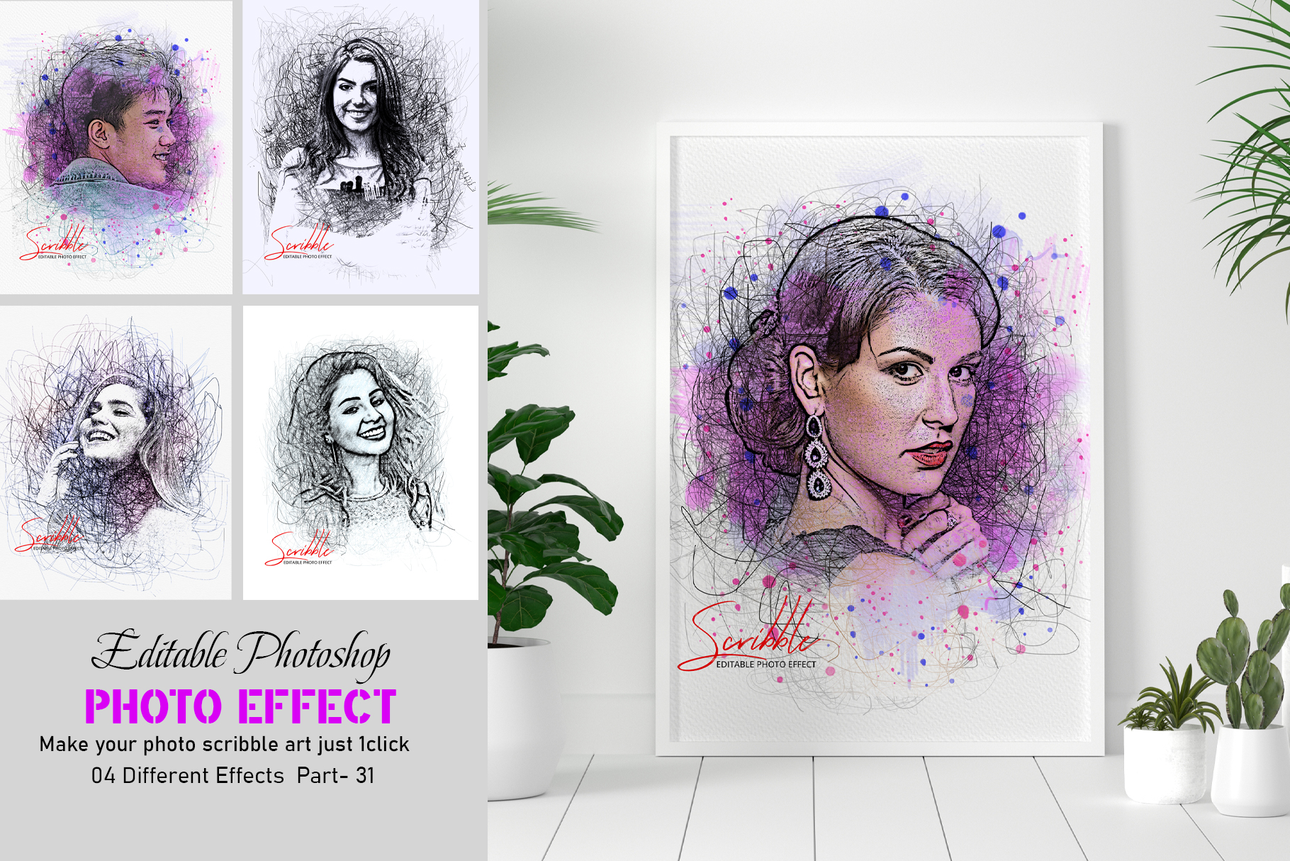 Colored Scribble Art Effect FilterGrade
