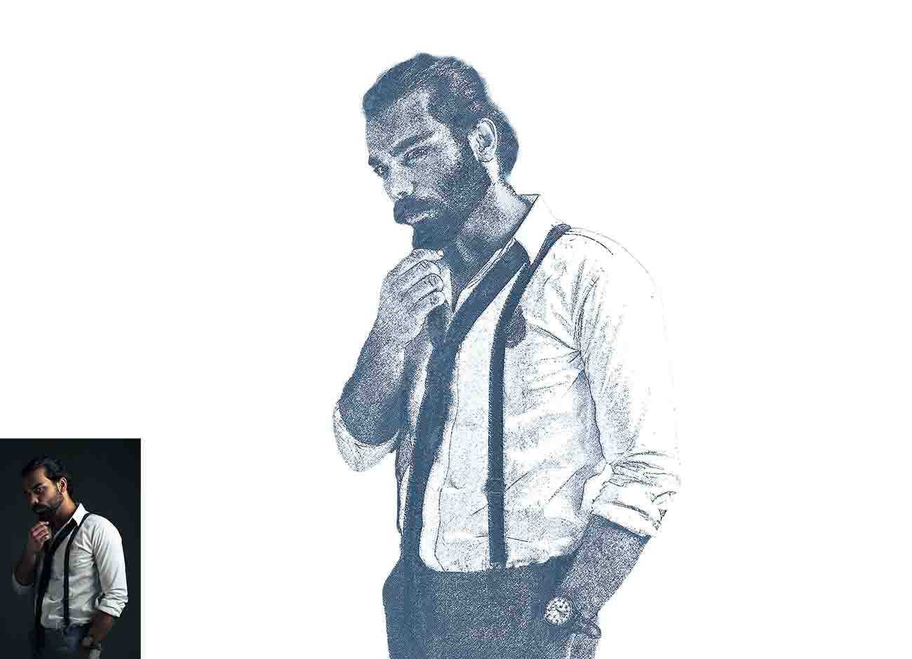 Pen Sketch Effect Photoshop Action 2 Filtergrade